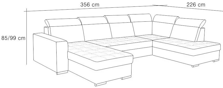 Casarredo - Komfort nábytek Rozkládací sedací souprava do U CONVERSO s úložným prostorem, výběr látek SK1 | potah: malmo new 83,Vybetre si umístění otomanu:: otoman na levé straně (viz obrázek)