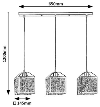 Rabalux 72219 - Lustr na lanku SAMILO 3xE27/40W/230V černá