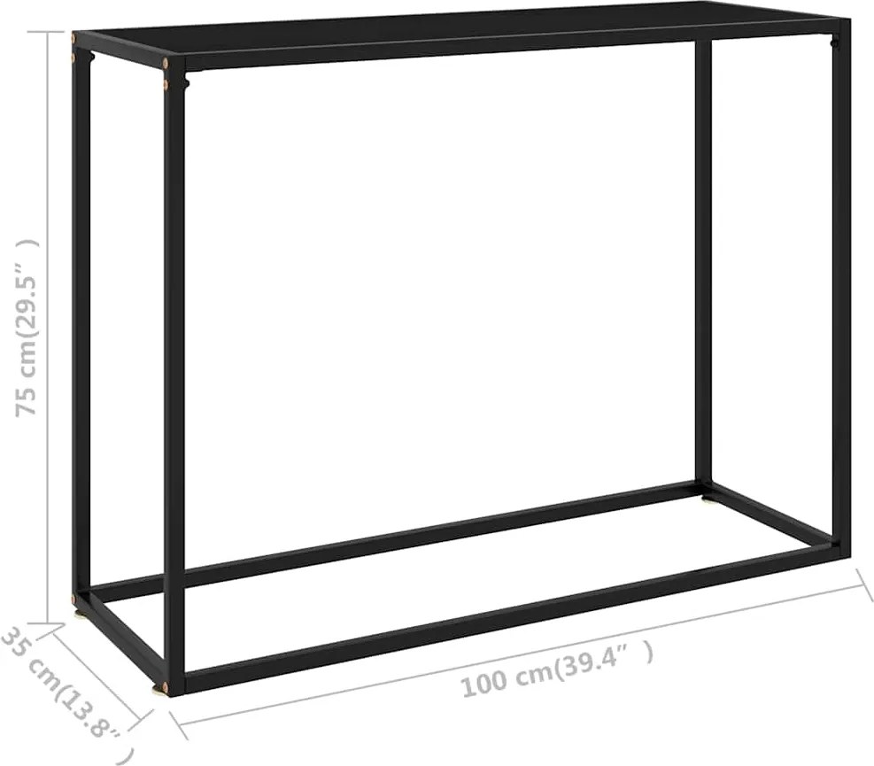 Konzolový stolek černý 100 x 35 x 75 cm tvrzené sklo 322812