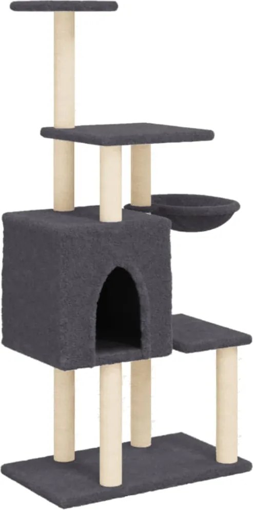 Škrabadlo pro kočky se sisalovými sloupky tmavě šedé 131 cm 172129