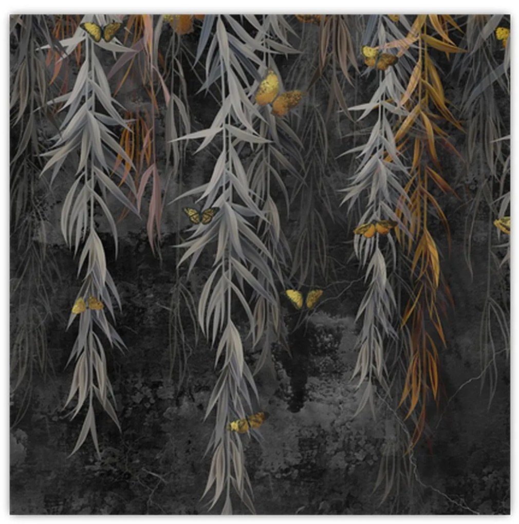 Obraz - Vrbové větvičky v černém pozadí (30x30 cm)