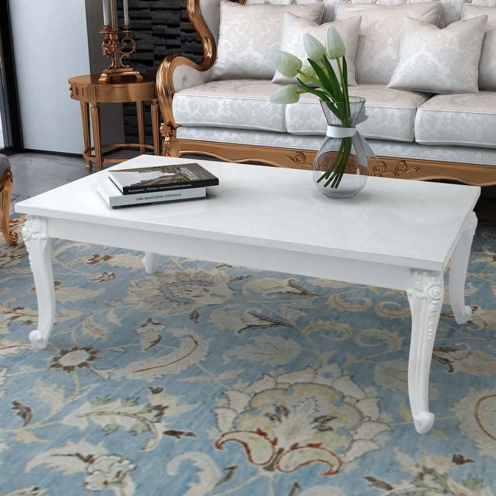 Konferenční stolek Lumeah - vysoký lesk - bílý | 120x70x42 cm