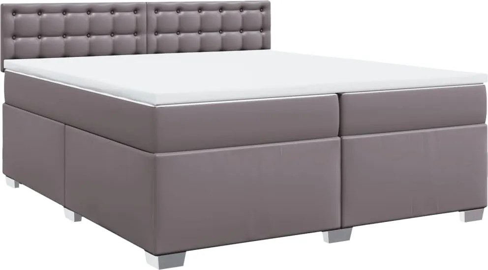 Box spring postel s matrací šedá 200x200 cm umělá kůže 3286138