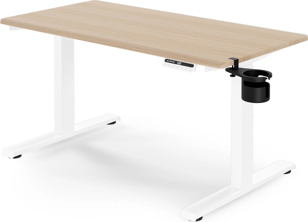 Elektrický stůl s nastavitelnou výškou ergonomický bílý/dub sonoma,1200x600 mm: ARIA