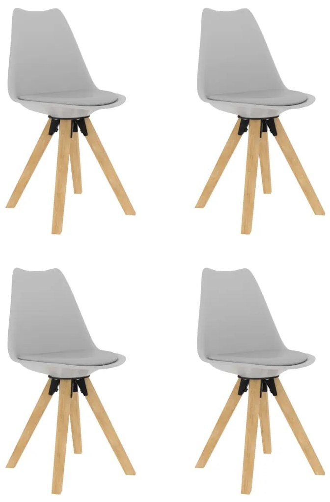 324224 vidaXL Jídelní židle 4 ks šedé PP a masivní bukové dřevo