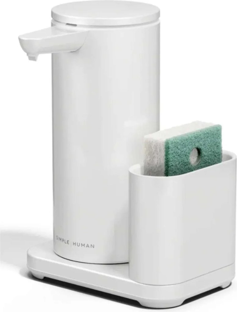 Simplehuman - Dávkovač mycího prostředku na postavení, bezdotykový, s držákem houbičky, bílá ST1081
