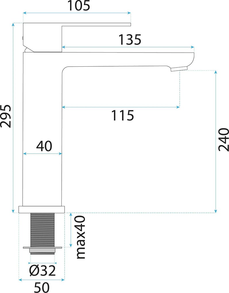 Rea Logan, vysoká umyvadlová baterie h-295, zlatá matná, REA-B6671