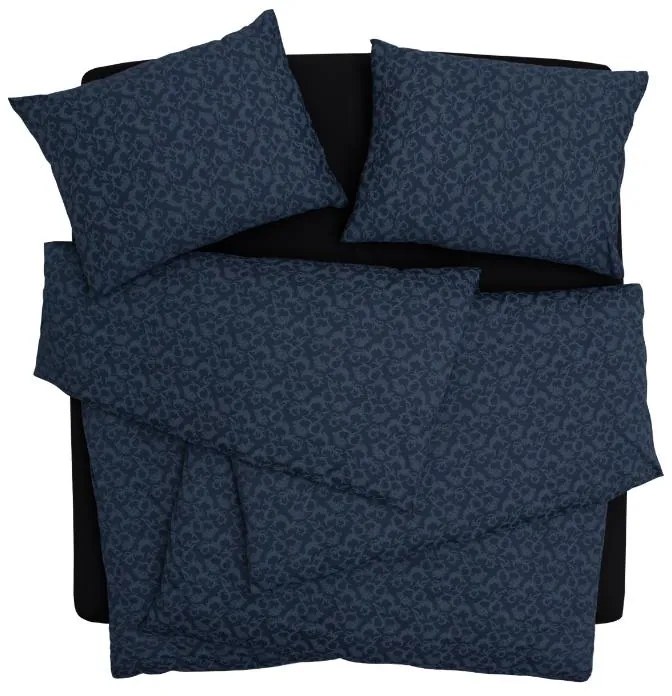 SCANquilt povlečení ART JERSEY tapestry tmavě modrá 140 x 220/70 x 90 cm