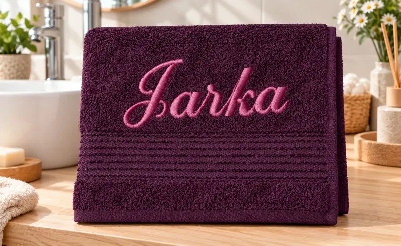 Bellatex Froté ručník proužek s výšivkou jména 50x100 cm Vínová