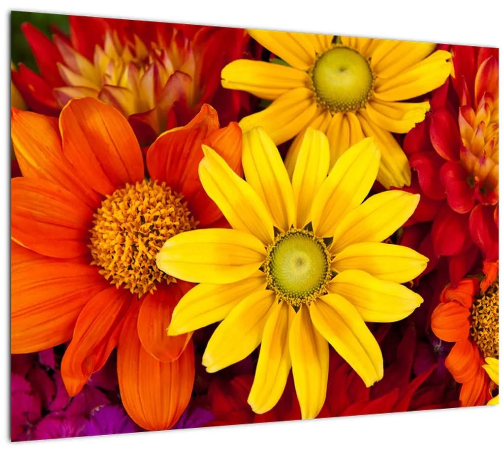 Skleněný obraz květů (70x50 cm)