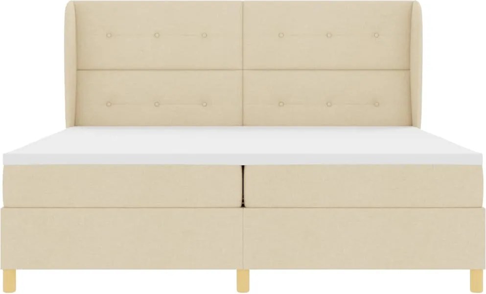 Postel s boxspringem s čelo Krémová 200 x 200 cm textil 3340779