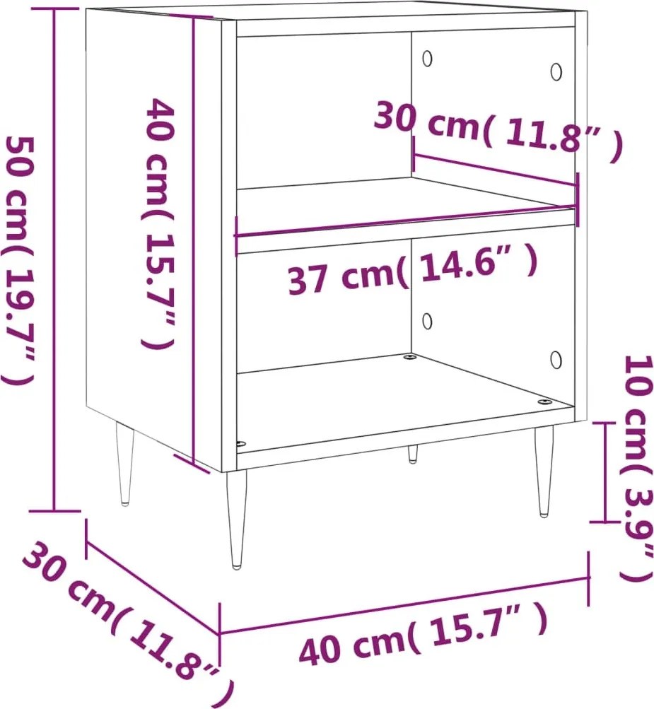 vidaXL Noční stolky 2 ks 40 x 30 x 50 cm kompozitní dřevo [826771] Barva: kouřový dub