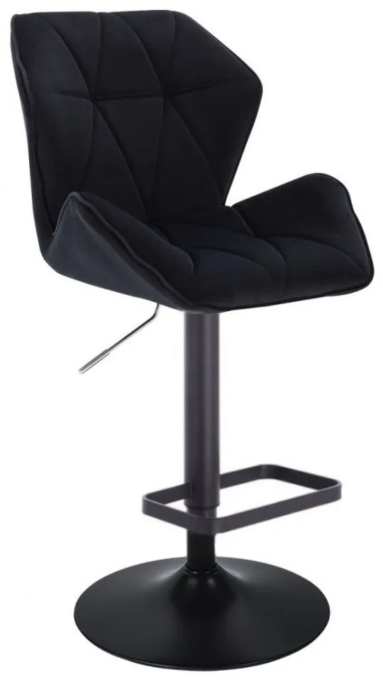LuxuryForm DESIGN Barová židle MILANO MAX VELUR na černé kulaté podstavě - černá