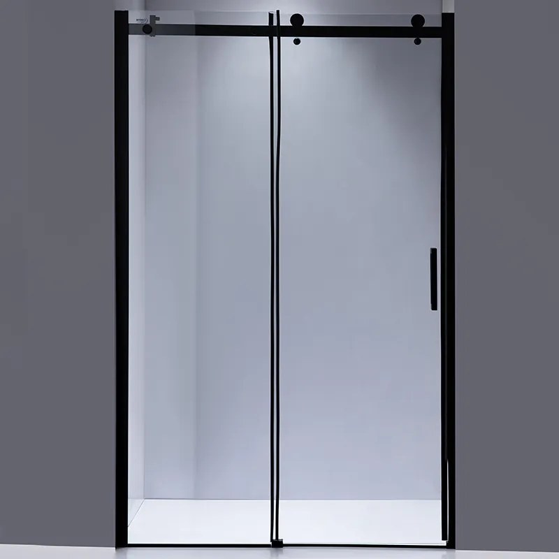 BPS-koupelny Posuvné sprchové dveře HYD-PD03B 100 černé/transparent pro instalaci do niky + vanička HYD-OSV-ST03A 100x80 bílá