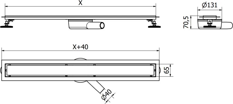 Mexen Flat 360°, lineární podlahový žlab 80 cm, měděná matná, 1C24080-40
