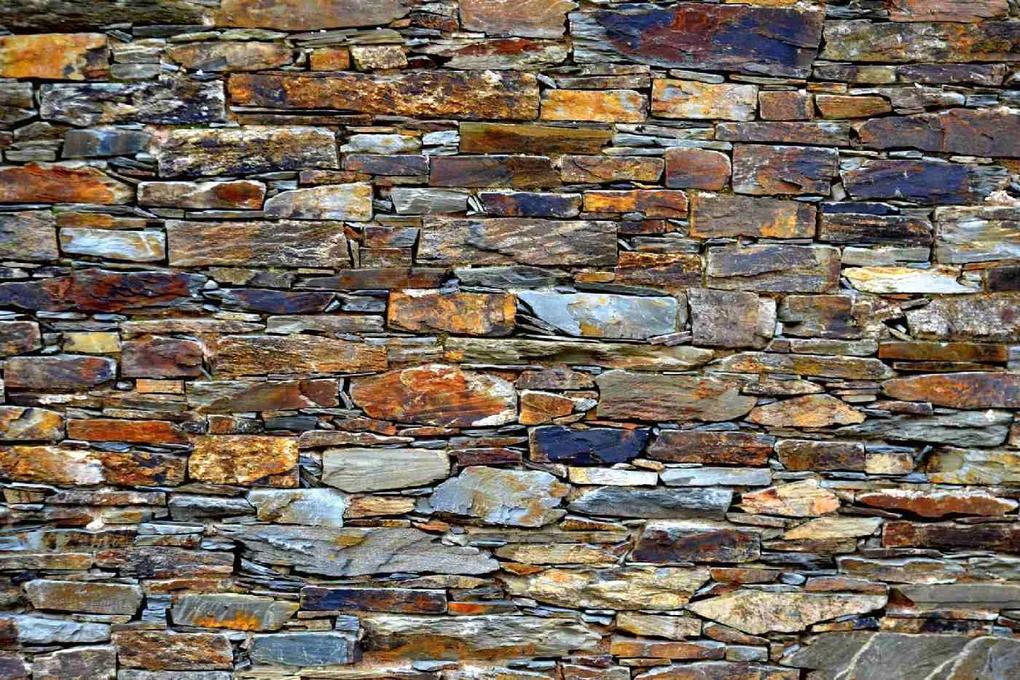 DIMEX | Samolepicí vliesová fototapeta na zeď Stará tradiční kamenná zeď MA-5-2444 | 375 x 250 cm | modrá, hnědá, šedá