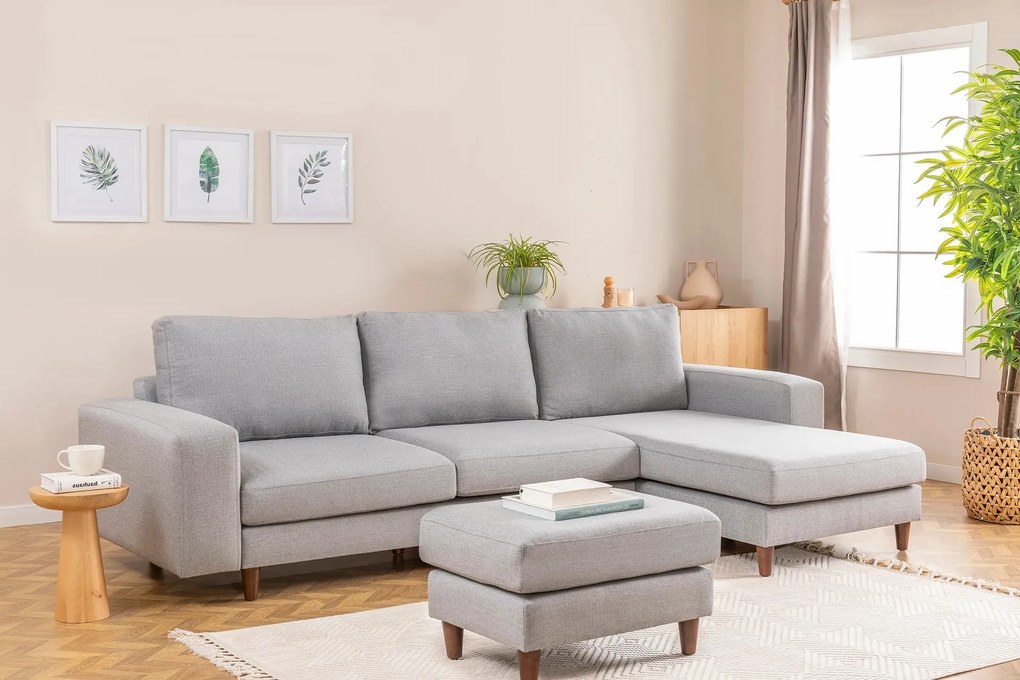 Hanah Home Rohová pohovka BERLIN světle šedá pravá