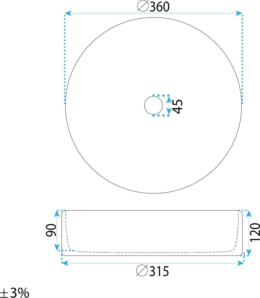 Rea Stefania Fiori, umyvadlo na desku 360x360x120 mm, bílá se vzorem, REA-U9853