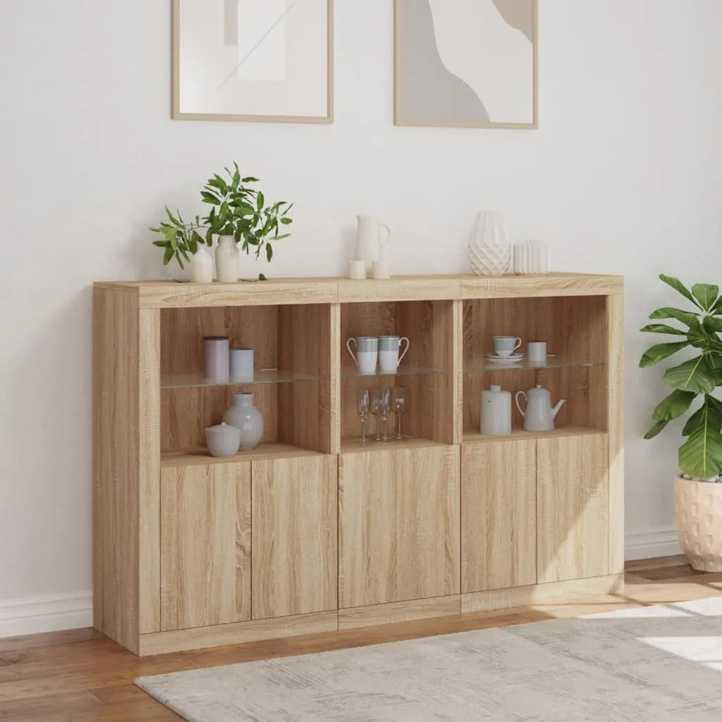 Příborník s LED osvětlením dub sonoma 162 x 37 x 100 cm 3209144