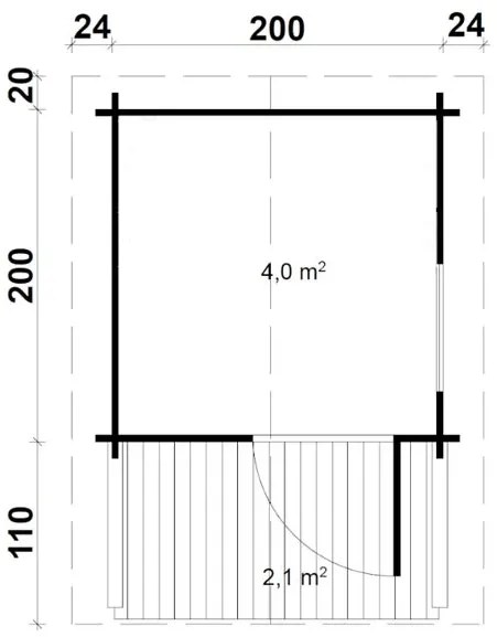 Sauna NORA 330x220cm, 40mm