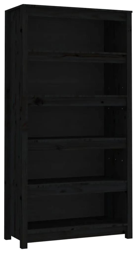 821693 vidaXL Knihovna černá 80x35x154 cm masivní borovice