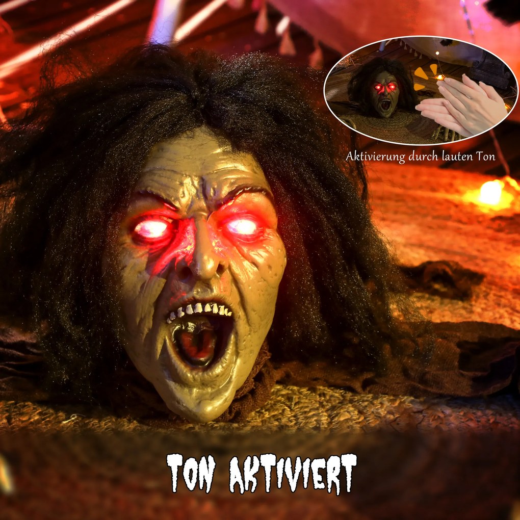 Outsunny Plazící se zombie dekorace na Halloween, zvuky, světla, na baterie