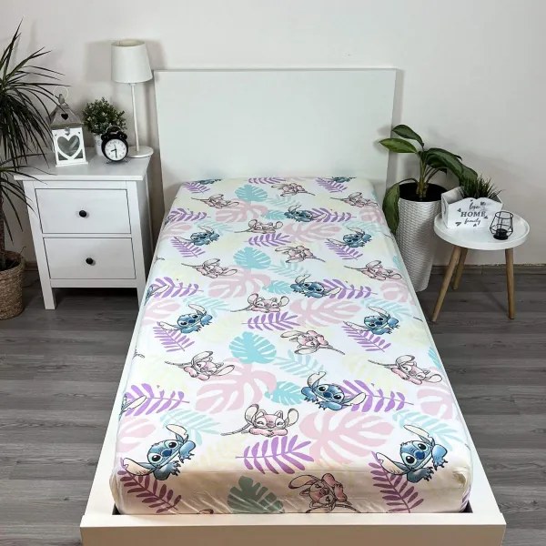 Jerry Fabrics Prostěradlo Lilo and Stitch Leaves 90x200x25 cm