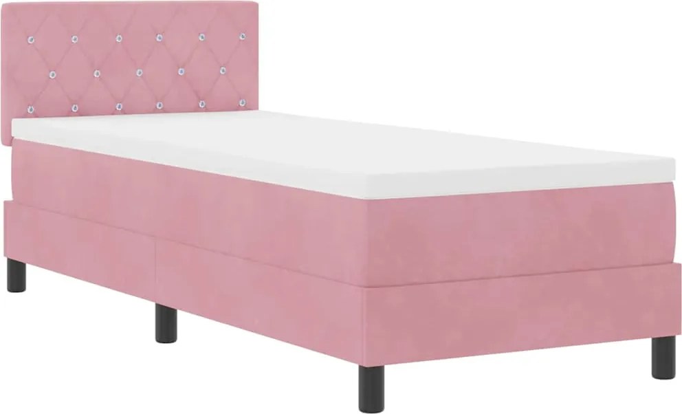 Postel s boxspringem s matrací s čelo Růžová 80 x 200 cm samet 3339073