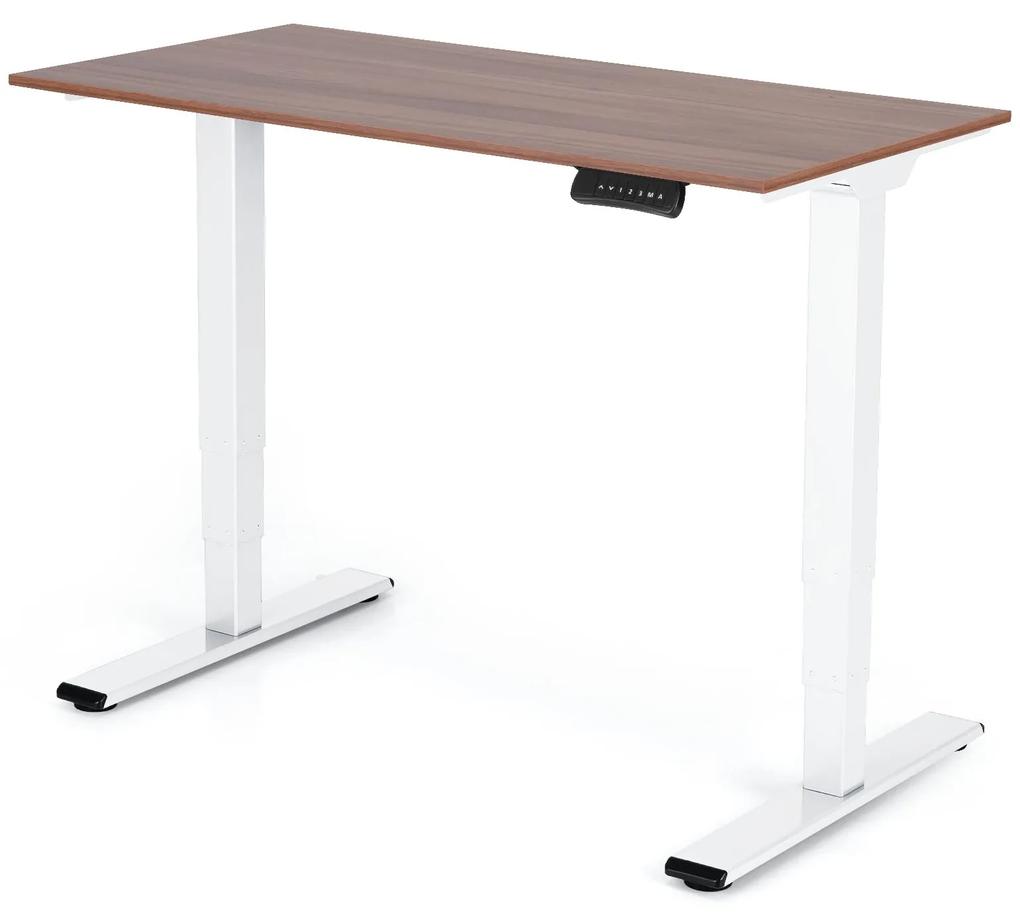 Výškově nastavitelný stůl Liftor 3segmentové nohy bílé,   deska 1180 x 600 x 18 mm ořech