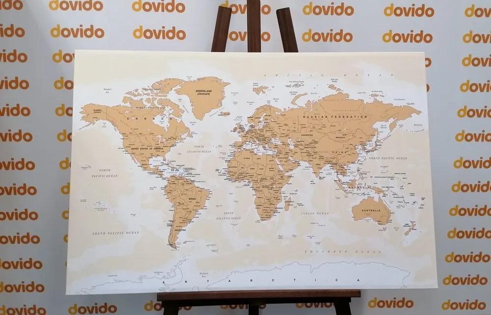 Obraz mapa světa s vintage nádechem - 120x80 cm