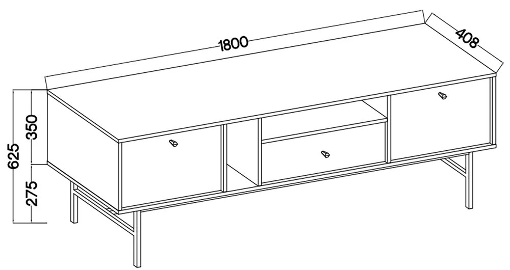 TOKYO 3 c | TV stolek RTV 313 | 180 cm | černá grafit/zlatá