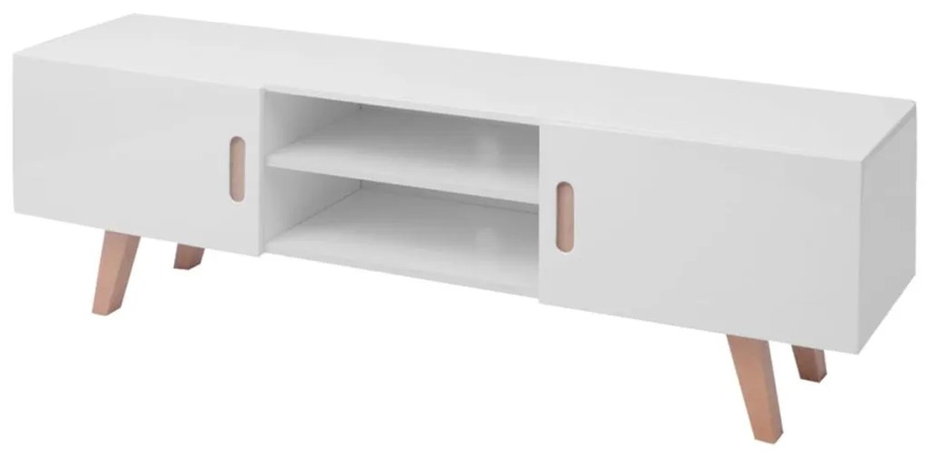 Vysoce lesklý TV stolek z MDF 150x46,5x48,5 cm, bílý