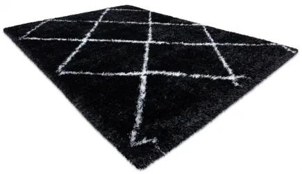 koberec FLUFFY 2373 shaggy laťková mříž antracit / bílá velikost 180x270 cm | krásné koberce cz