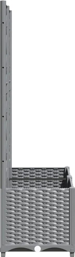 Zahradní truhlík s treláží světle šedý 80 x 40 x 136 cm PP 153272