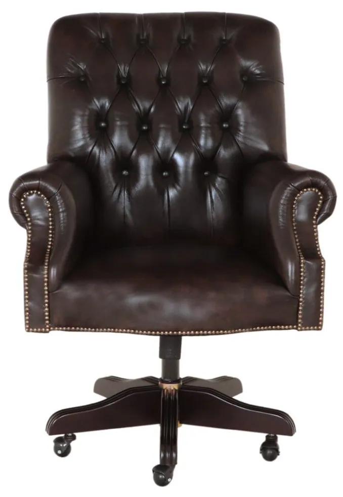 Kancelářská židle Chesterfield z pravé hovězí kůže Brown