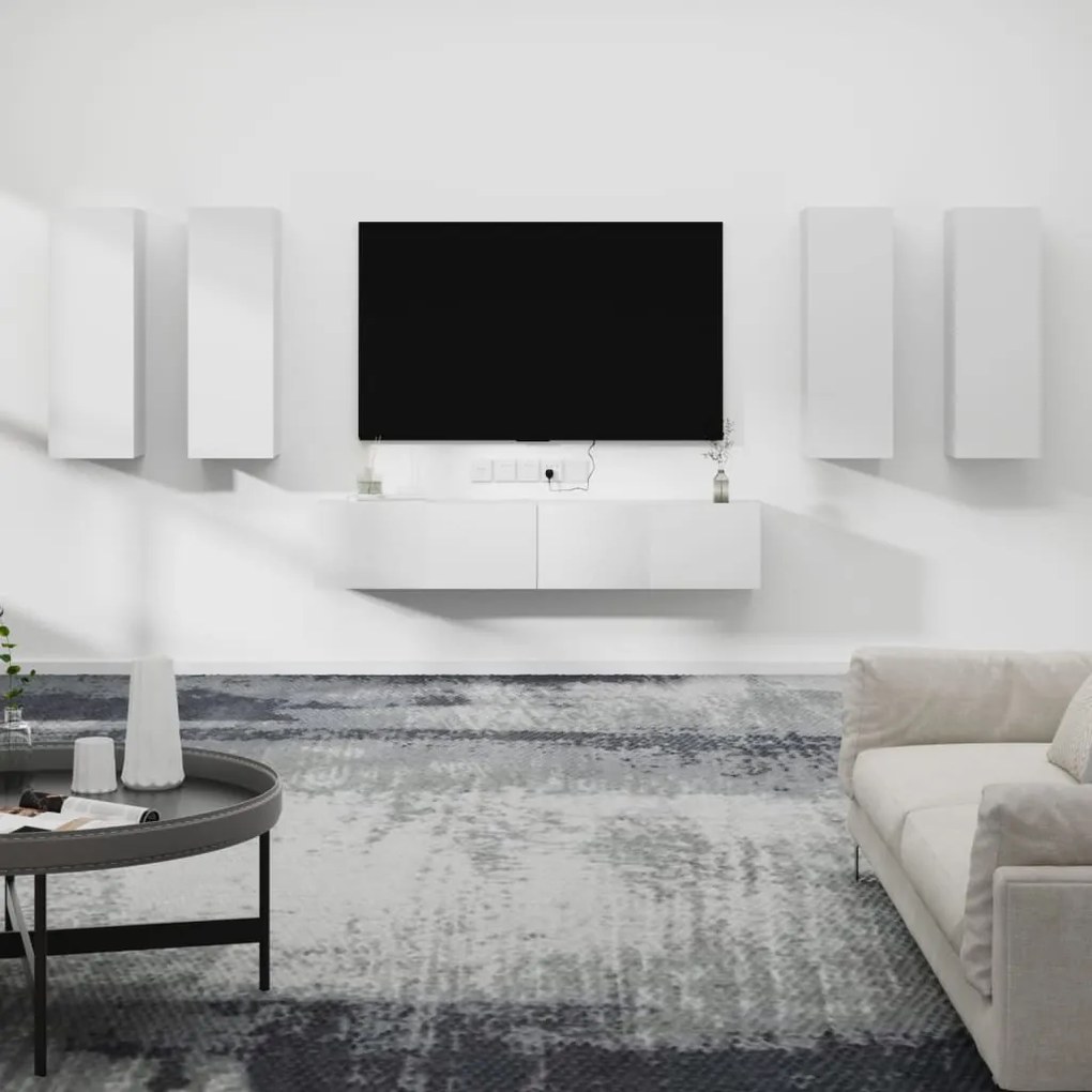 6dílný set TV skříněk bílý kompozitní dřevo 3114342