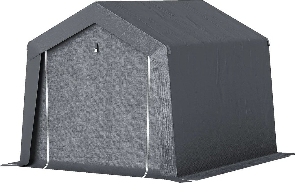 Zahradní kůlna Outsunny, skladovací stan, 3 x 3 m, voděodolná a odolná proti UV záření, pozinkovaná ocelová konstrukce a velké dveře, kryt pro kola do