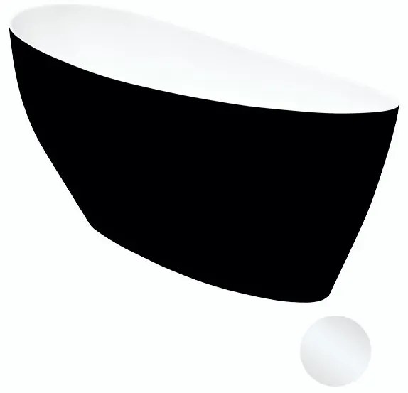 Besco Volně stojící vana z litého mramoru Keya BW 165x70 Barva: Bílá/černá, Rozměry (cm): 163,5x70,5, Typ a barva výpustě: Click-Clack, chrom