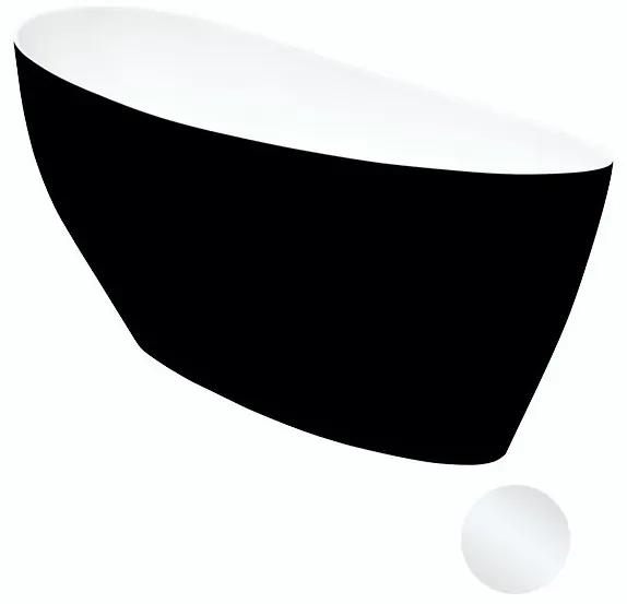Besco Volně stojící vana z litého mramoru Keya BW 165x70 Barva: Bílá/černá, Rozměry (cm): 163,5x70,5, Typ a barva výpustě: Click-Clack s horním čištěním, bílá