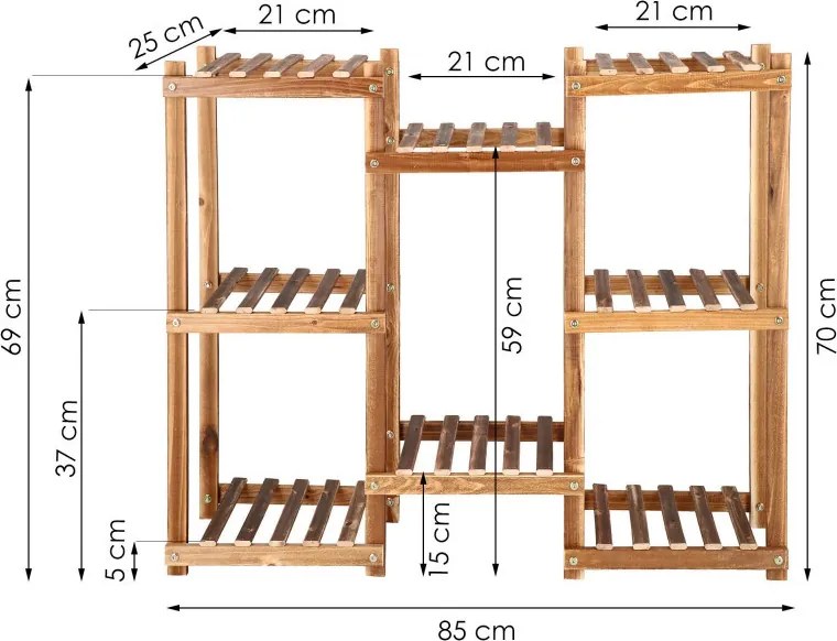 Dřevěný stojan na květiny SPRINGOS PLANT 8