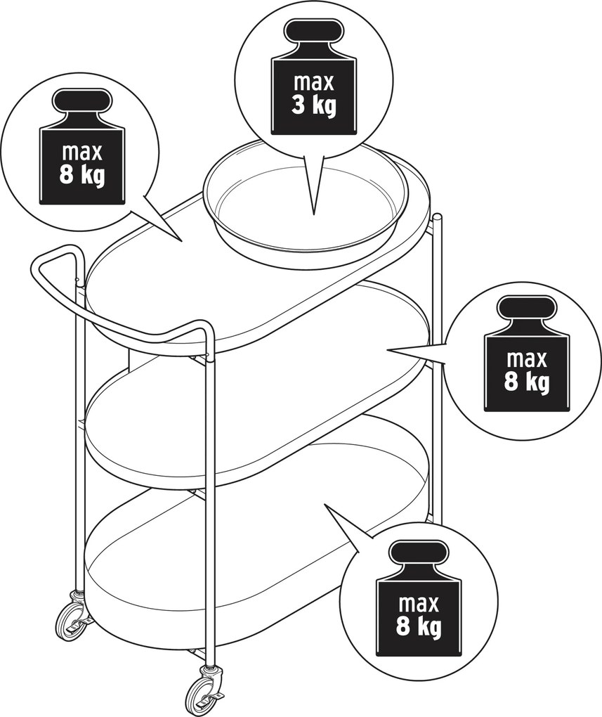 Tchibo - Servírovací vozík s podnosem - barva: černá