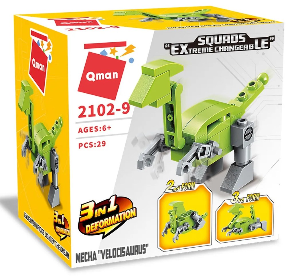 Qman Squros Extreme Changerble 2102-9 Robot Velocisaurus 3v1