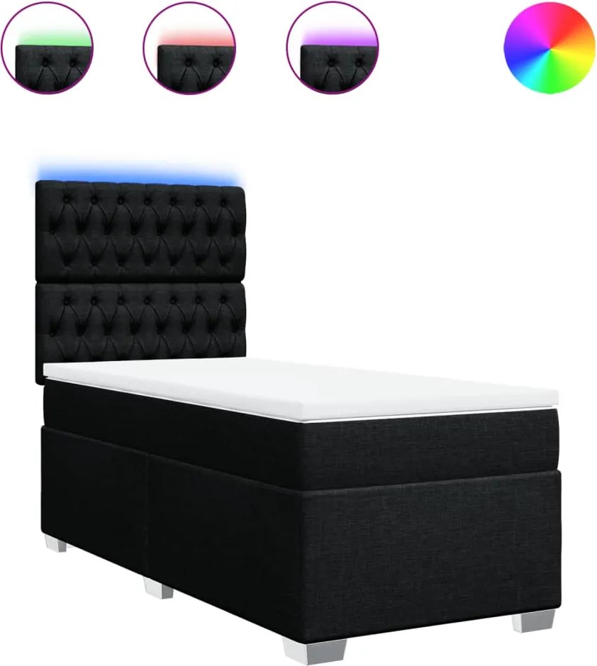 Box spring postel s matrací černá 80 x 200 cm textil 3292624