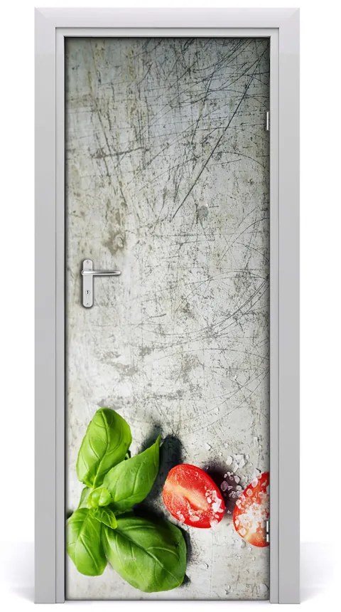Fototapeta na dveře samolepící rajčata a bazalka 95x205 cm