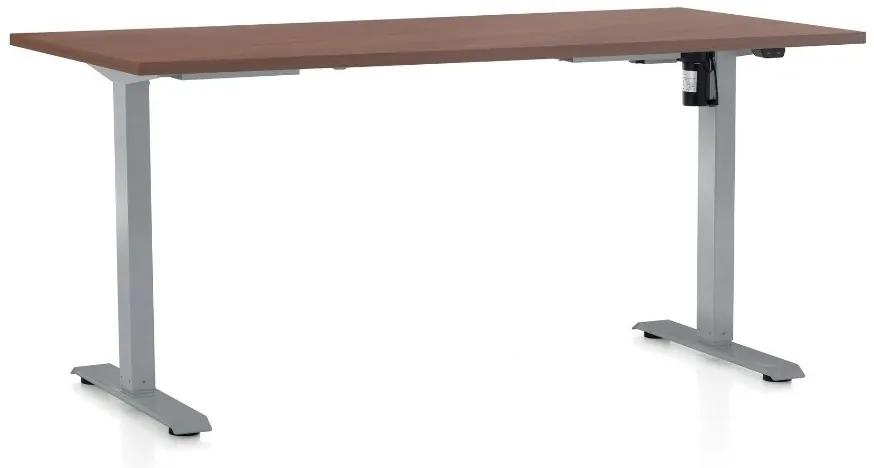 Výškově nastavitelný stůl OfficeTech A, 160 x 80 cm - šedá podnož Barva: Ořech