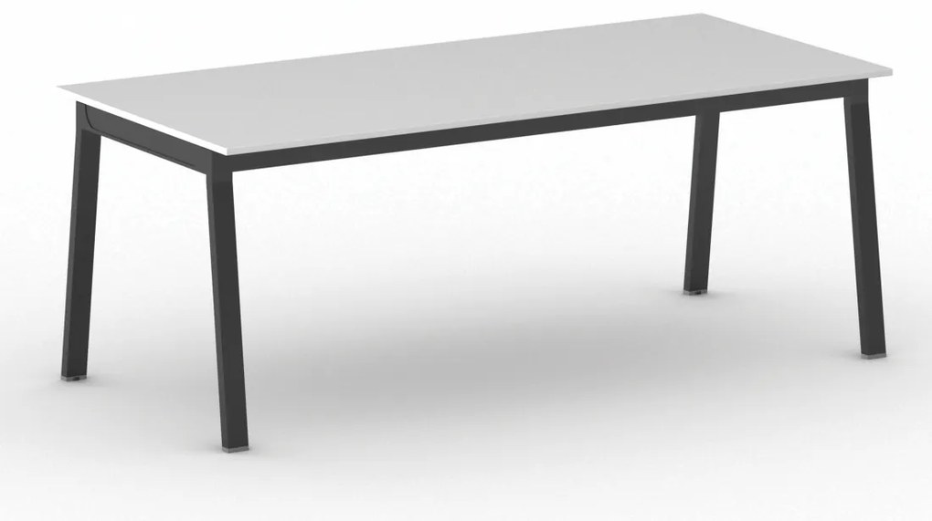 Jednací kancelářský stůl PRIMO BASIC, 200x90 cm, černá podnož, bílá