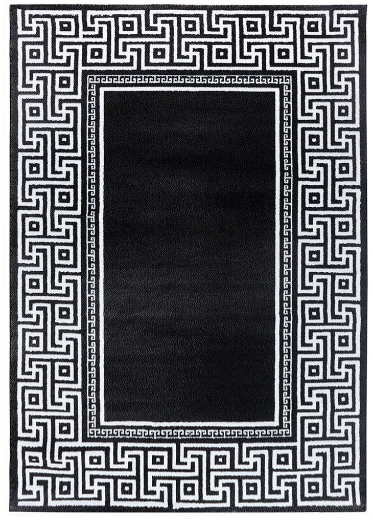 Ayyildiz, Kusový koberec Parma 9340 black, 80x300, černobílá, chodba / předsíň