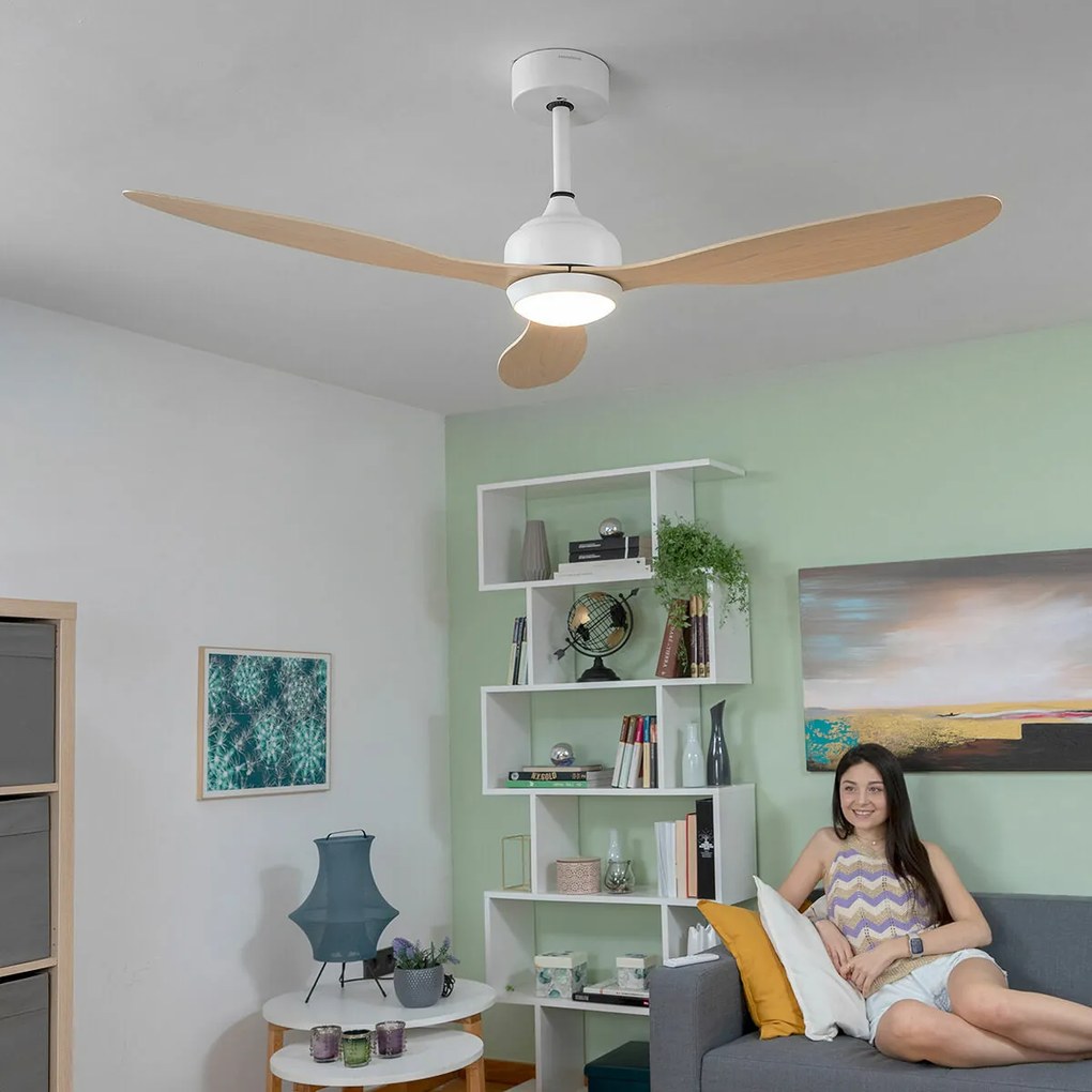 Stropní ventilátor se svítidlem LED a 3 lopatkami ABS Wuled InnovaGoods Dřevo 36 W