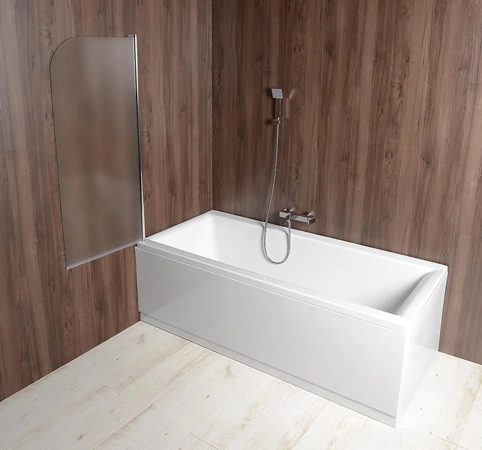 Aqualine Aqualine, VILMA vanová zástěna 600x1400 mm, chrom, levá, brick sklo, AQ6018L