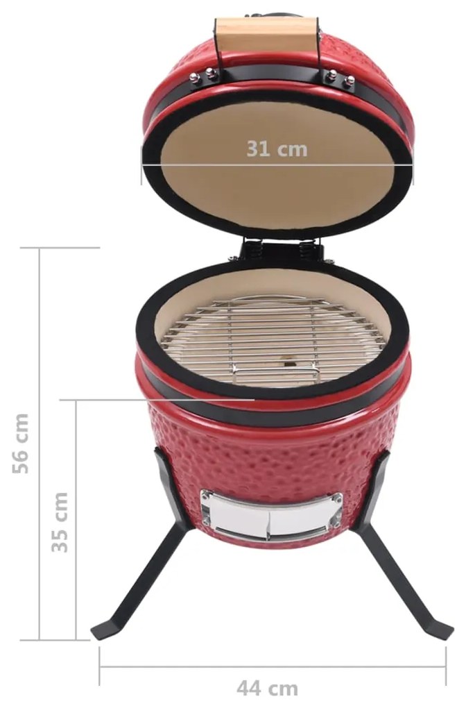 vidaXL Zahradní gril a udírna 2 v 1 Kamado keramický 56 cm červený